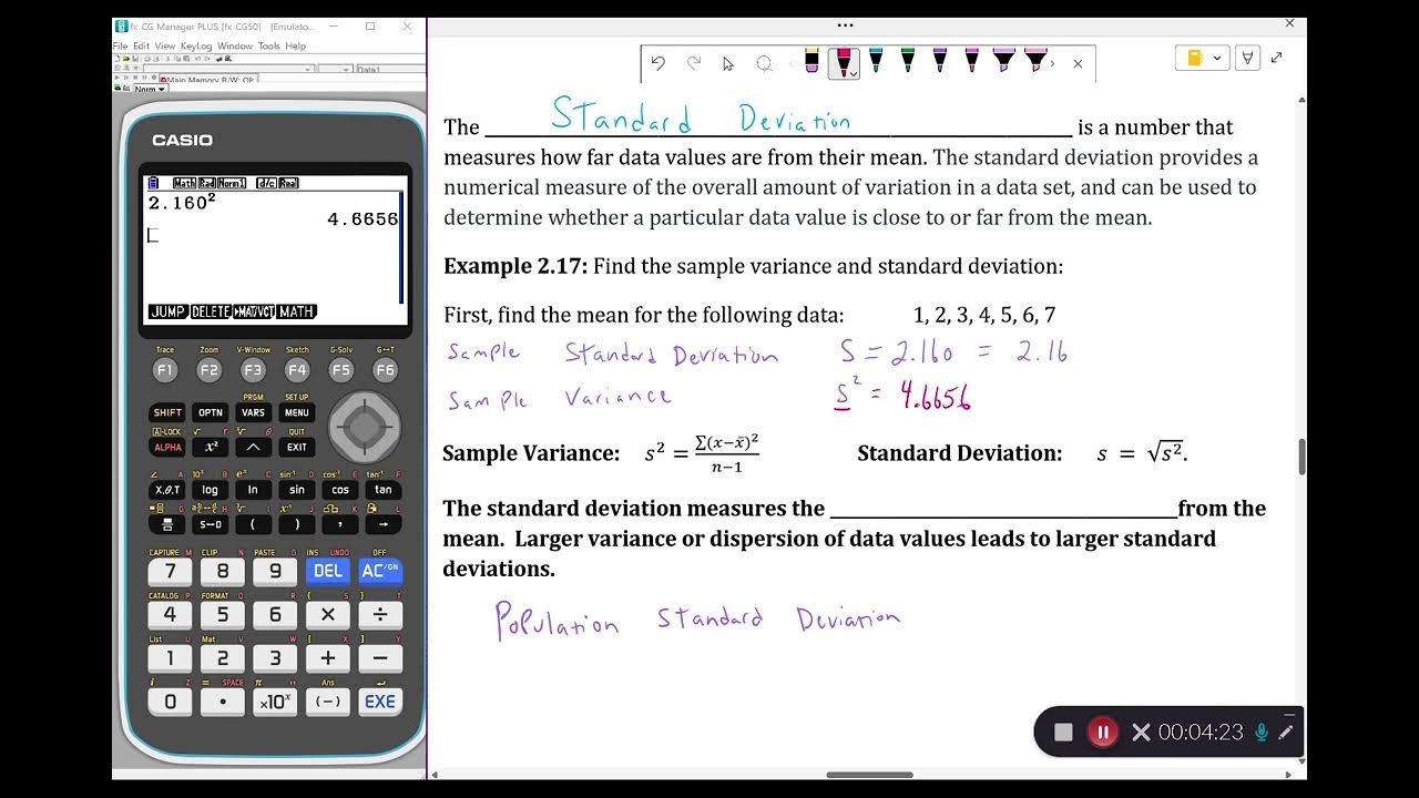 Using the Casio fx-CG50 to calculate the standard deviation and ...