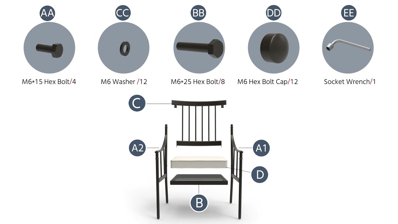 How to Assemble Our Stylish Steel Patio Outdoor Dining Chairs - YouTube