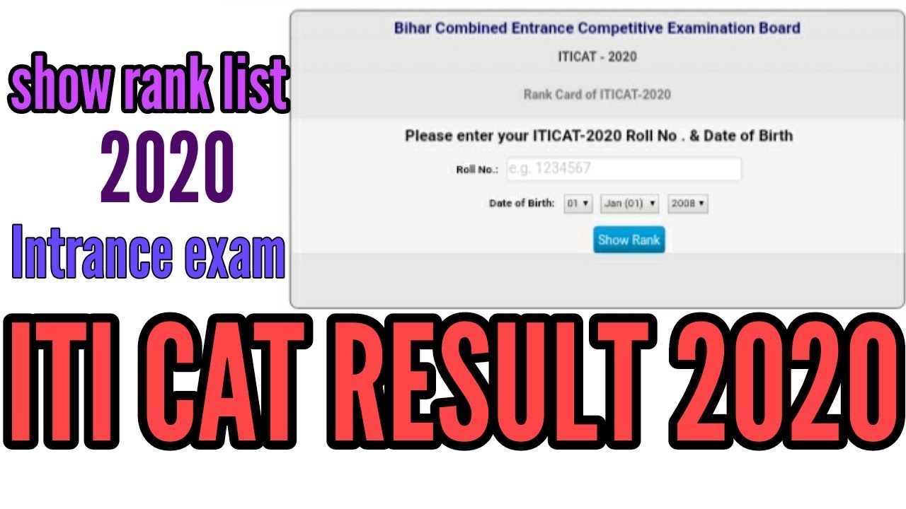 Iti intrance exam 2020 |how to check Iti cat rank card |Iti result ...
