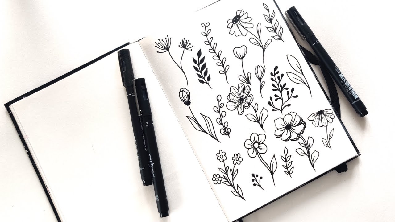 Flower Doodles || Mini Floral Doodles || Doodle for Beginners | Draw ...