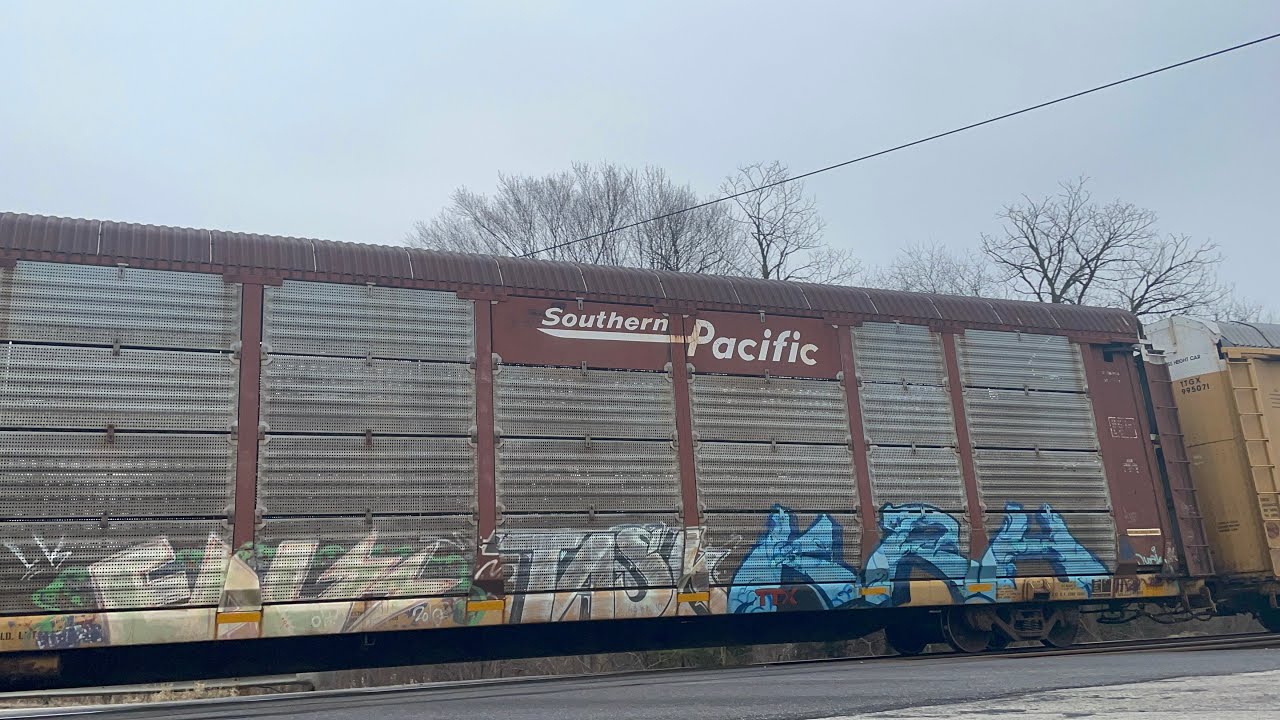 Southern Pacific autorack train car on train on Valentine’s Day ...