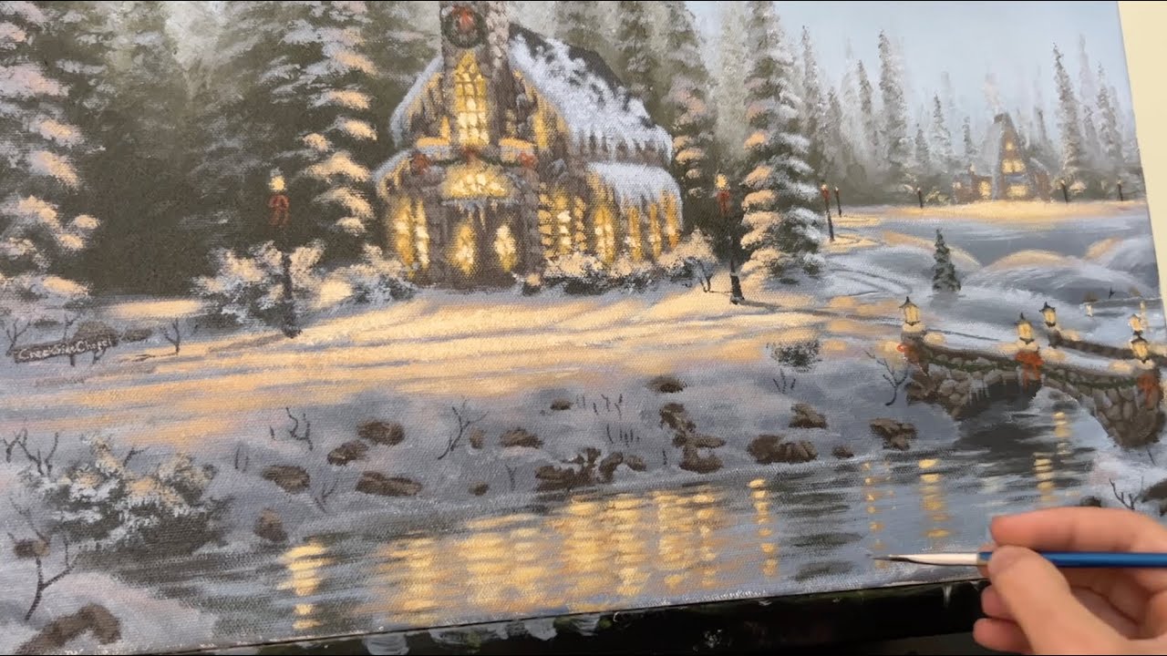Painting Reflective Water in Acrylic (Winter Scene) - YouTube