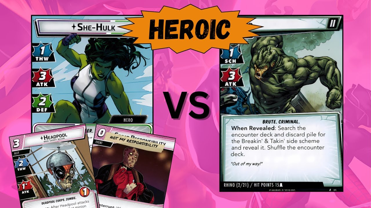 She-Hulk ('Pool) vs Rhino (Heroic) [Games 1-3] | Marvel Champions ...