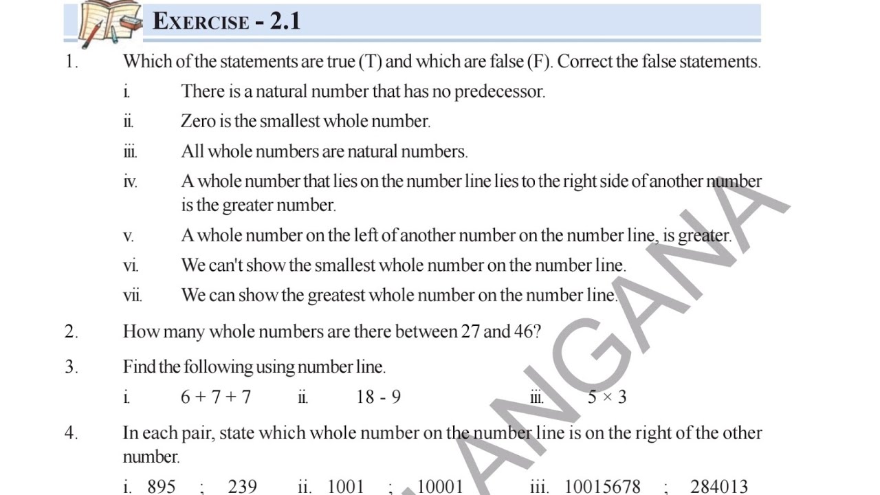 Class 6 Maths Chapter 2 | Whole Numbers Exercise 2.1 | Telangana State ...