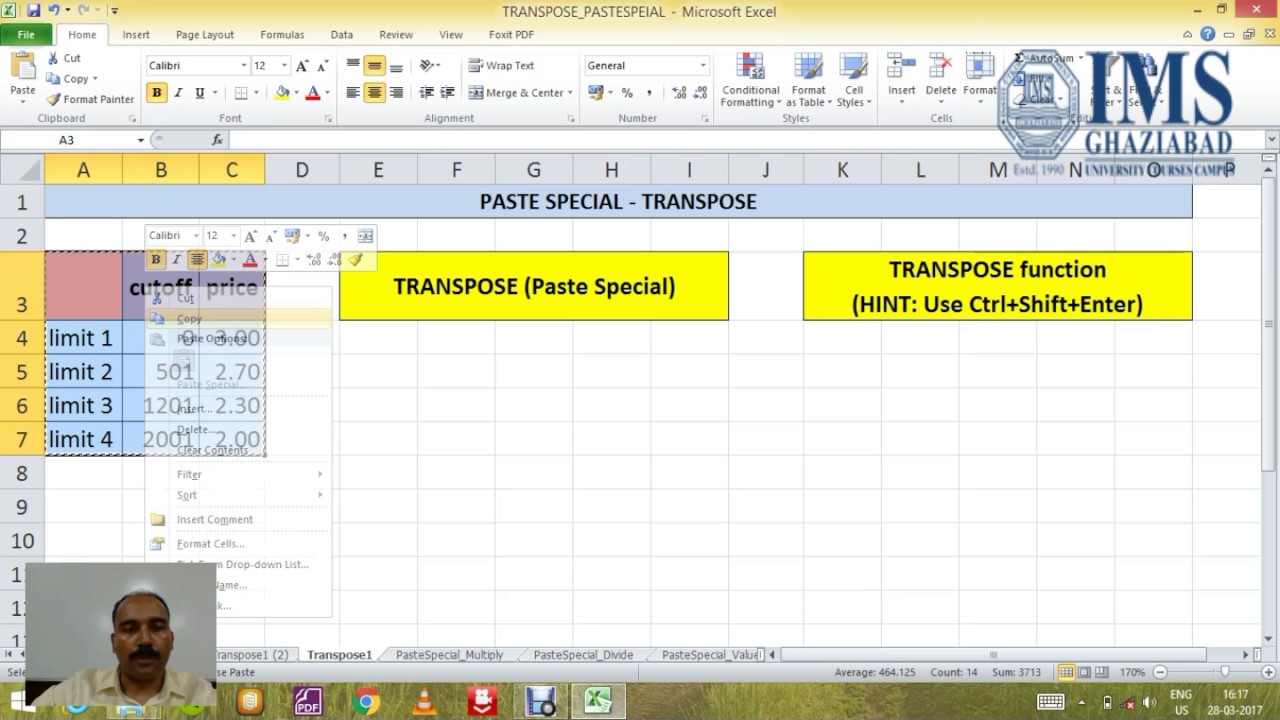 Excel Transpose Paste Special Part 1 YouTube Excel Transpose Paste Special Part 1 YouTube