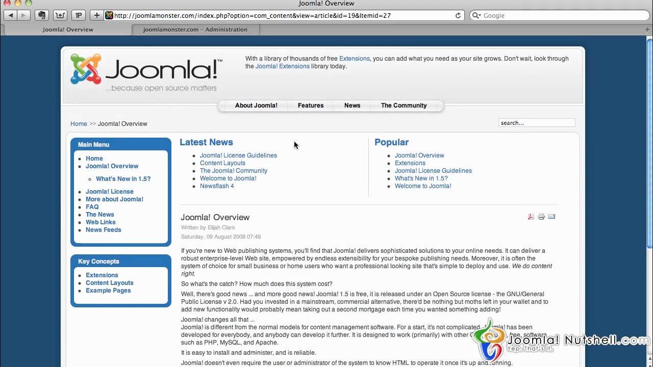 Change Home Page - Joomla Nutshell 1.5 Tutorial - YouTube