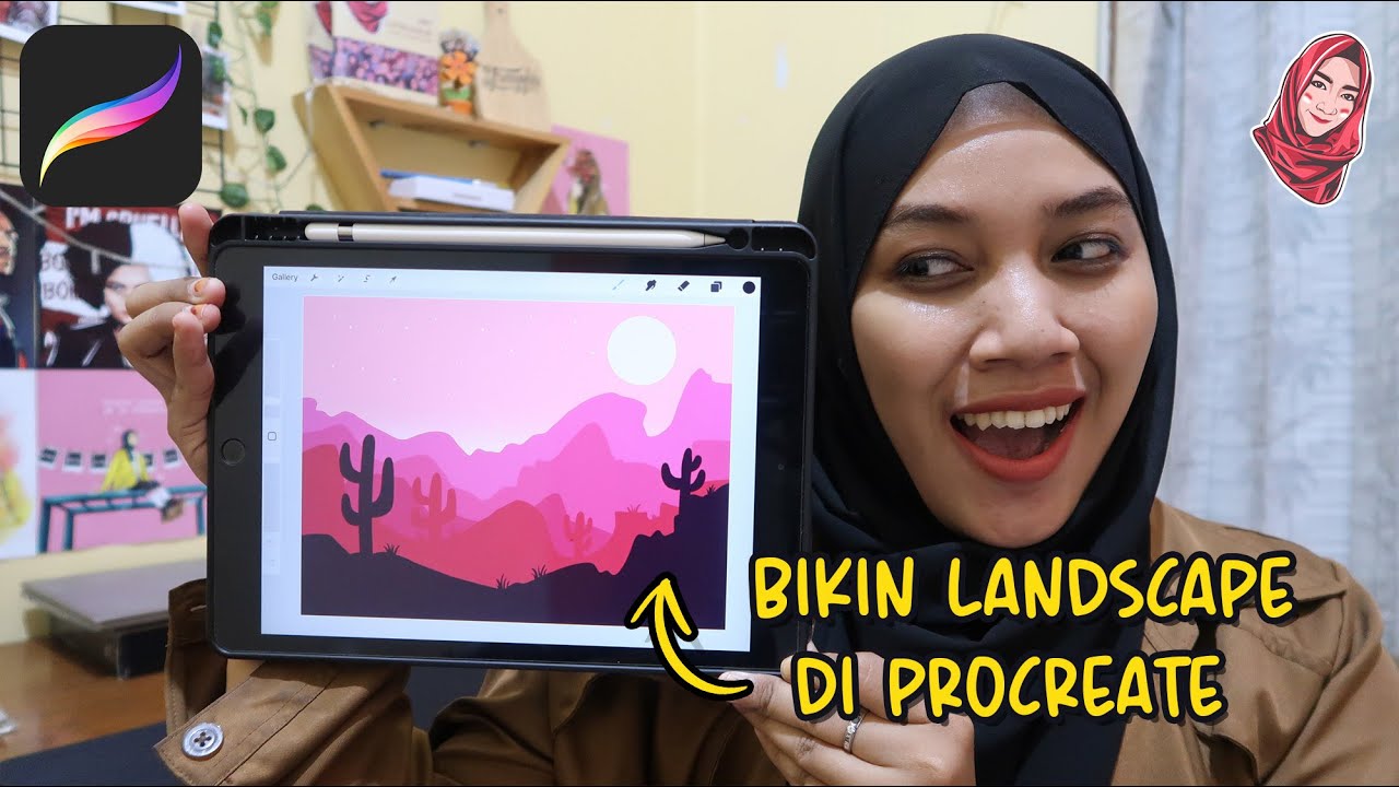 MENGGAMBAR PEMANDANGAN ATAU LANDSCAPE DI PROCREATE - YouTube