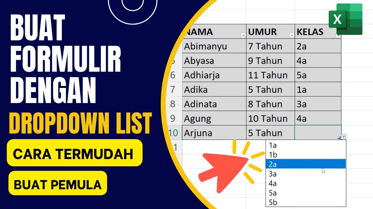 Belajar Excel Pemula: Cara Membuat Formulir dengan Dropdown List di ...