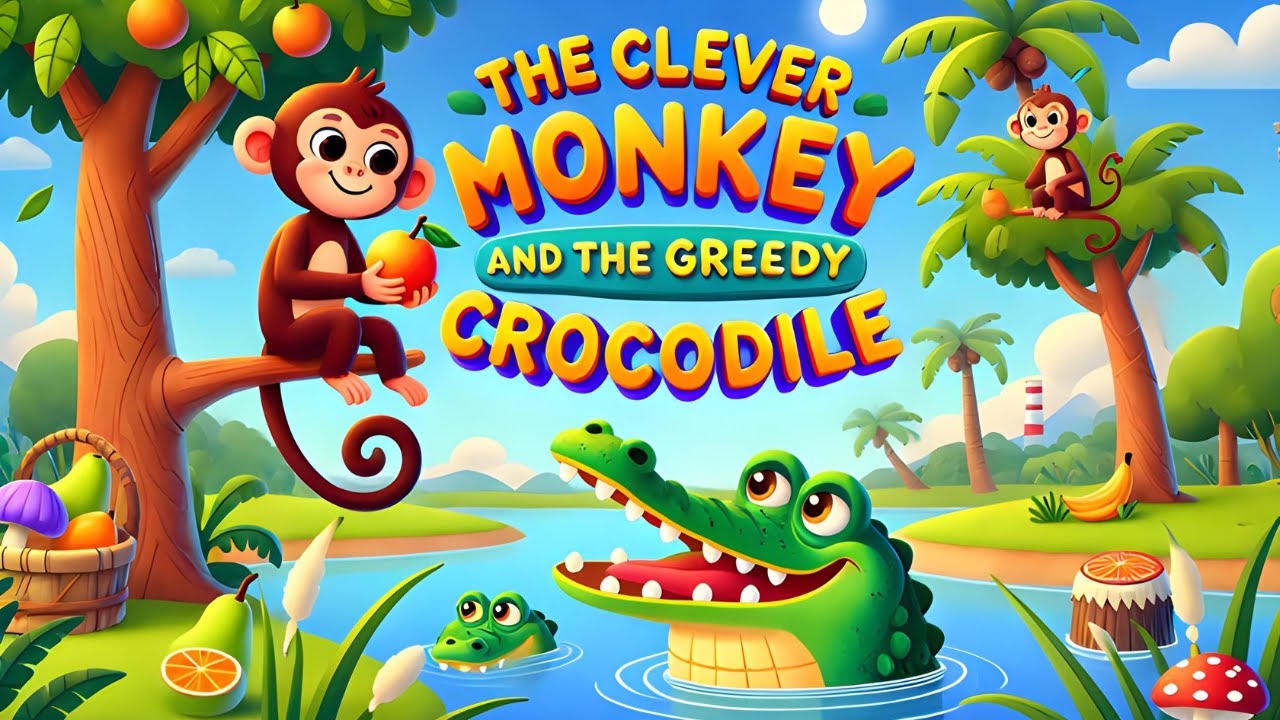The Clever Monkey and the Greedy Crocodile | Fun Kids Stories | Kids Moral Stories - YouTube