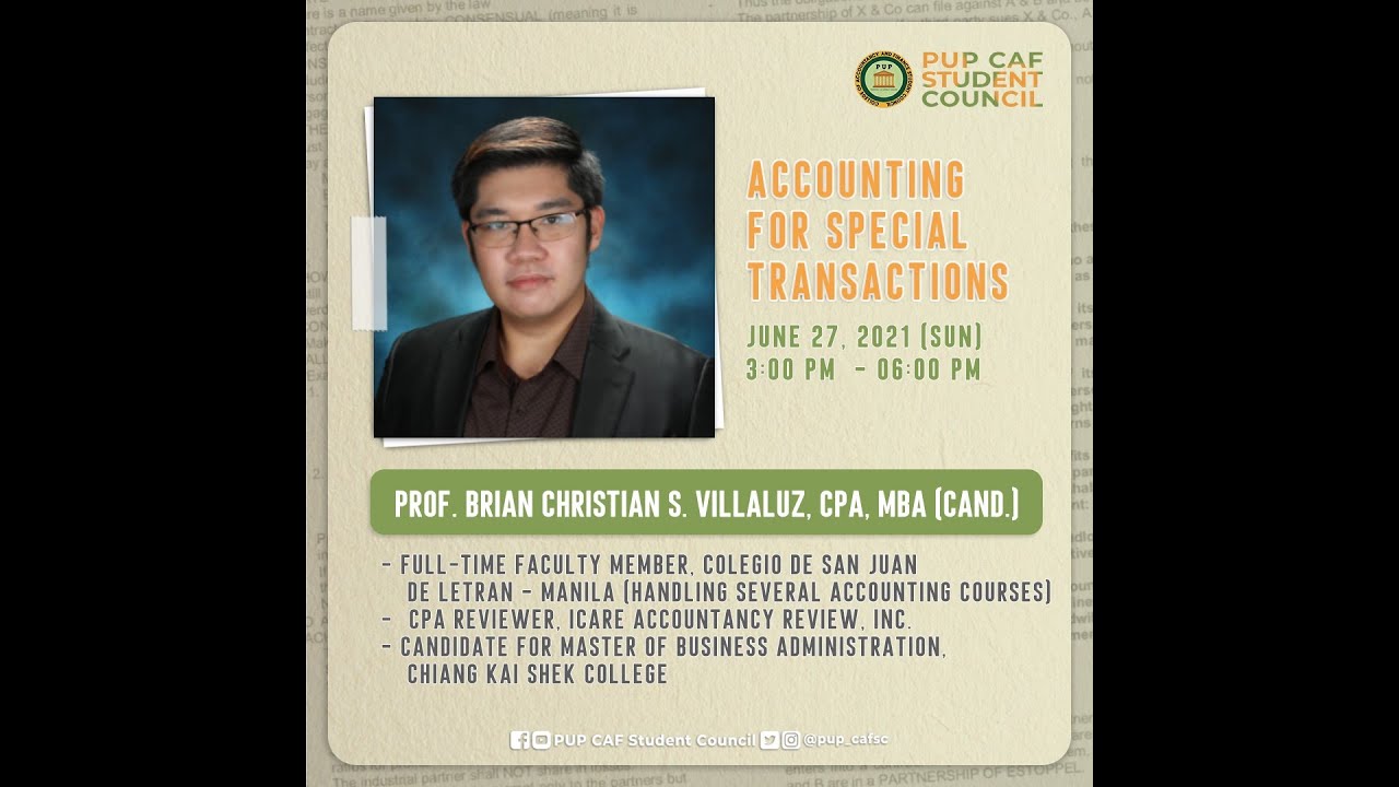 CAF REVIEW: FINALS - ACCOUNTING FOR SPECIAL TRANSACTIONS - YouTube