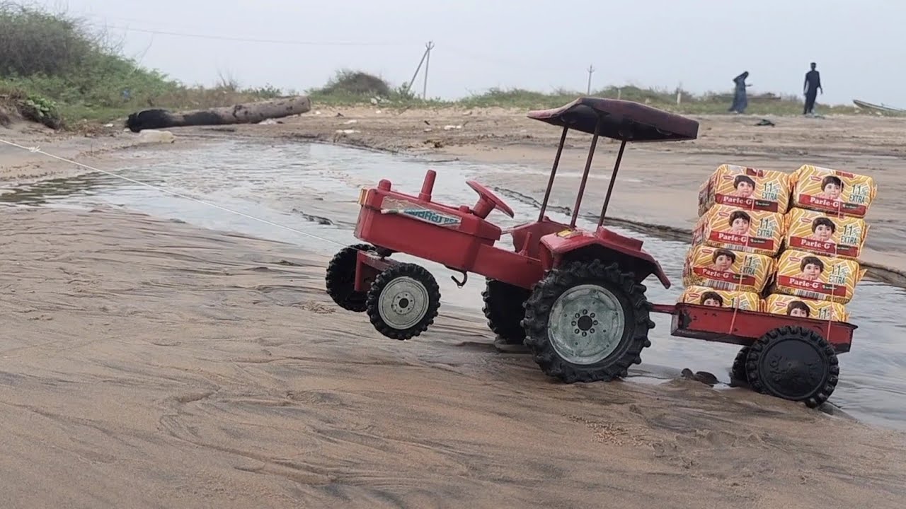 Mini farm tractor biscuit packets loading tractor video - YouTube