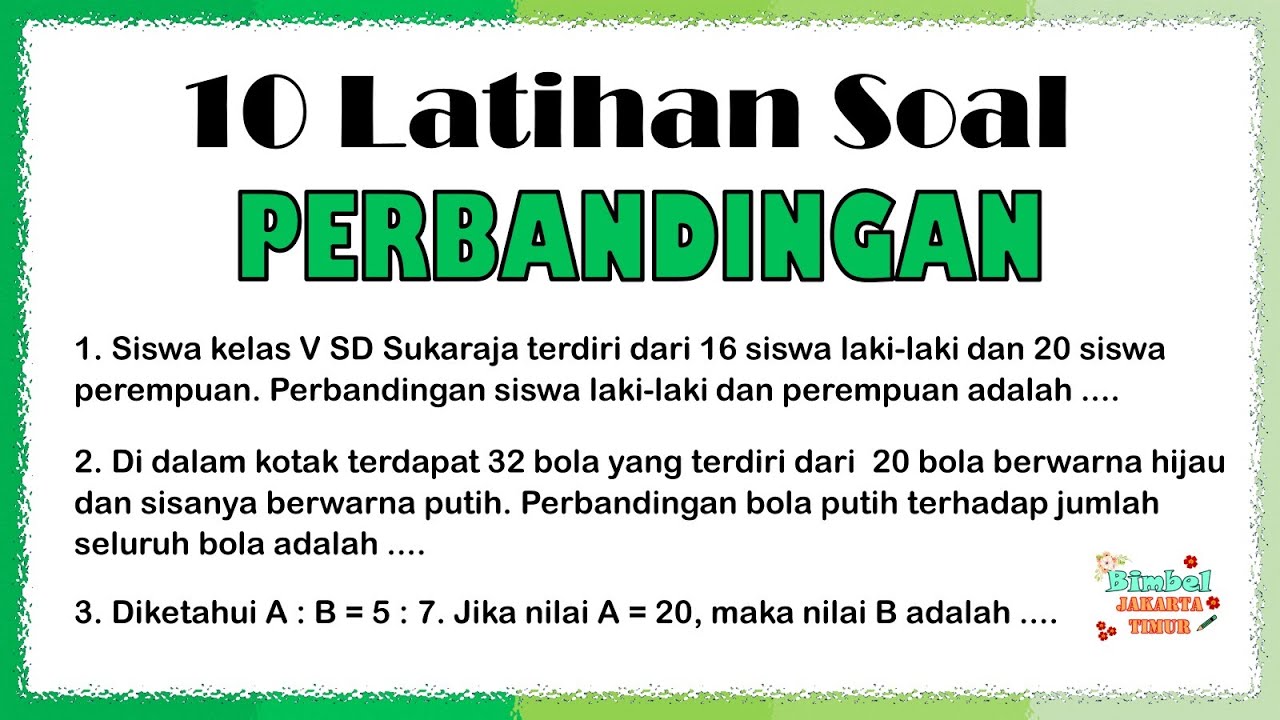 Soal Perbandingan Matematika Kelas 5 - YouTube