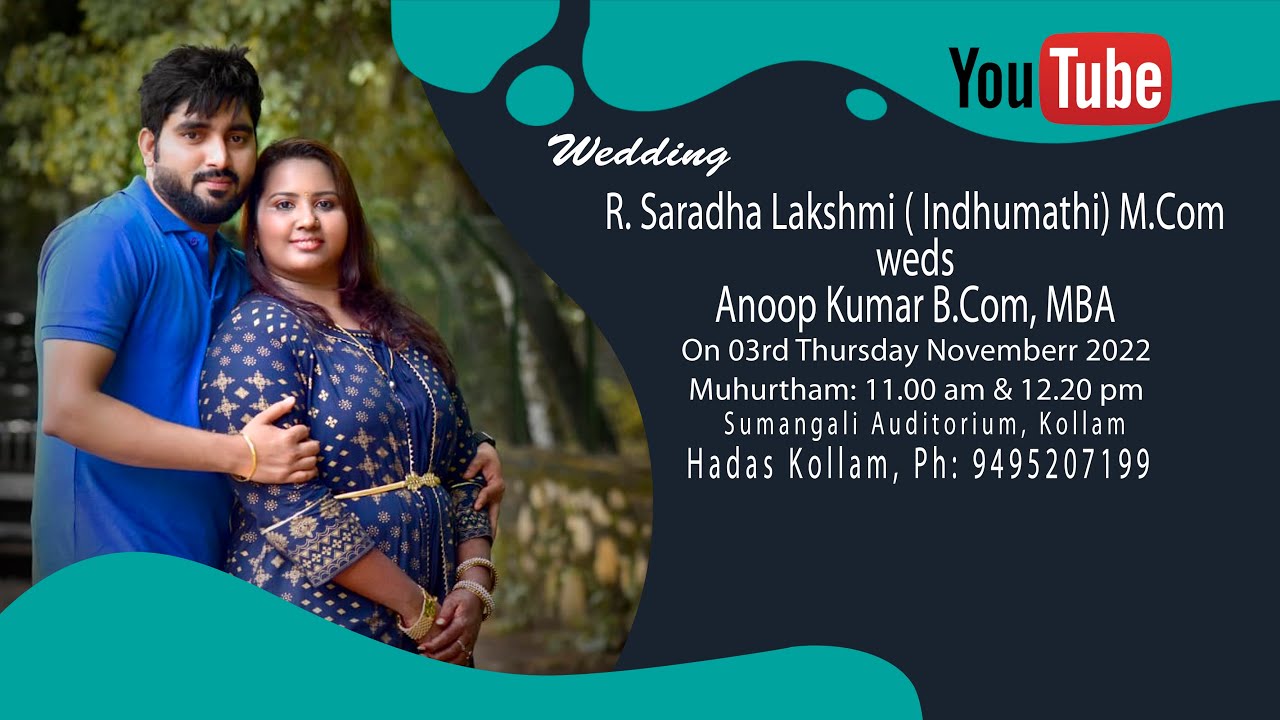 Wedding R. Saradha Lakshmi weds Anoop Kumar - YouTube