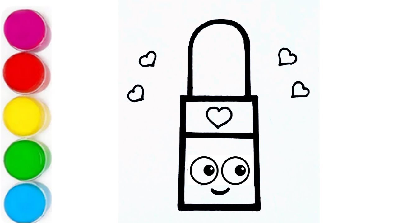 How to draw Lips, Lipstick, Makeup kit for Kids & Toddlers | Easy step ...