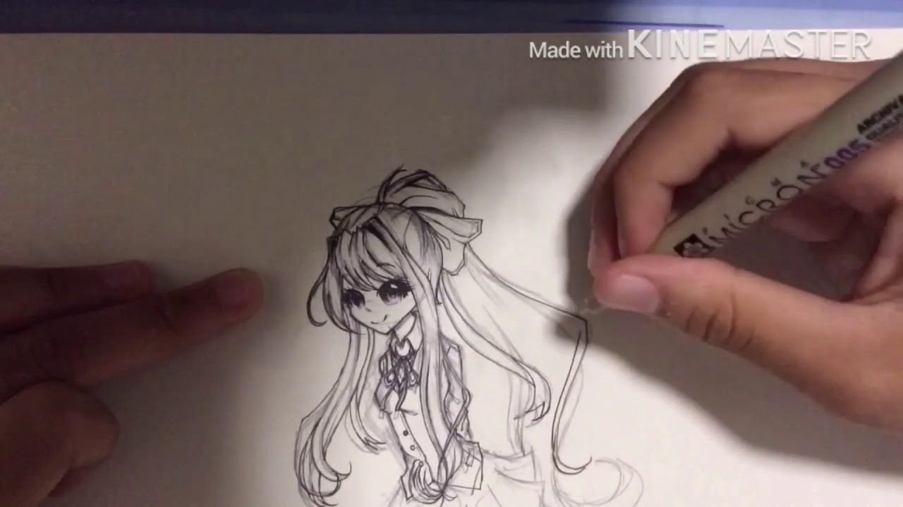 Drawing-Doki Doki Literature Club🎀Monika🎀(in paper) - YouTube