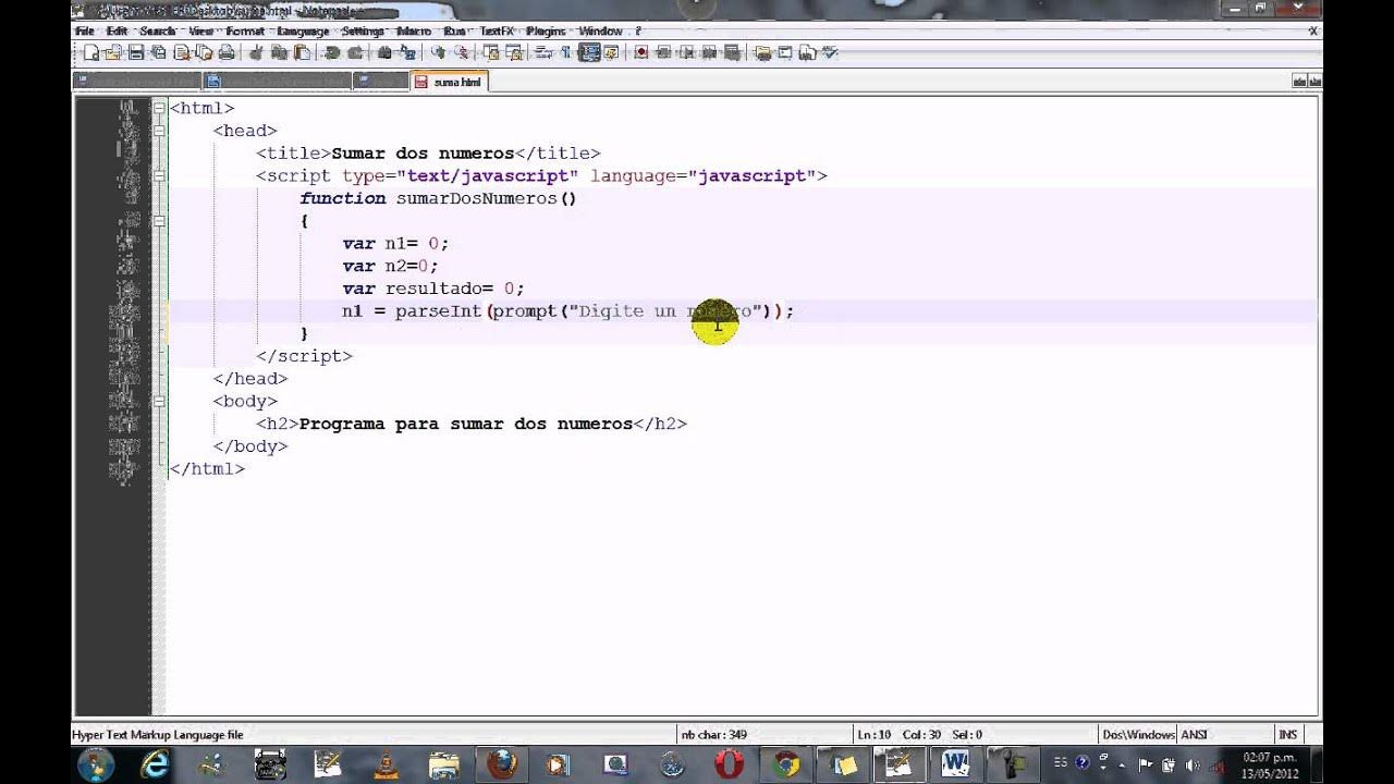 Programa para sumar dos números en javascript.avi - YouTube