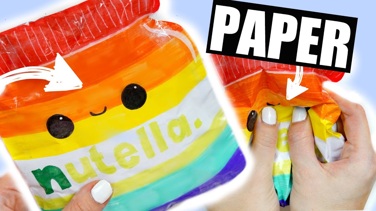 DIY paper squishy jumbo rainbow Nutella - YouTube