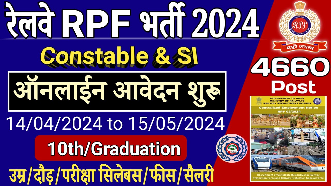 RPF Online Form 2024 , Railway RPF Constable and SI Recruitment 2024 ...