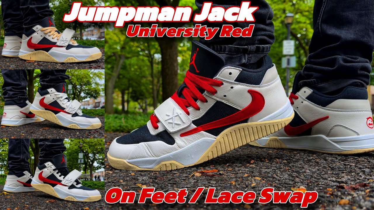Lace Swap / On Feet 👣 Jumpman Jack University Red “Travis Scott” - YouTube