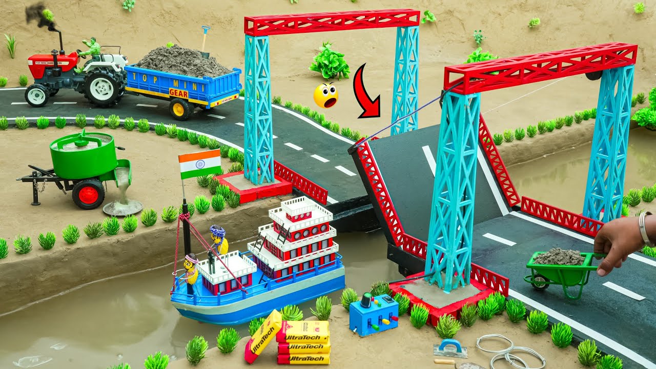 dyi mini bridge construction making with rc tractor and truck science ...