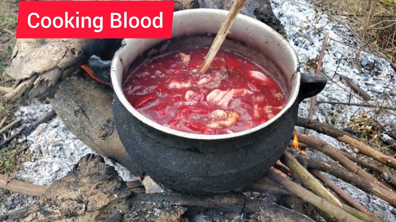 village cooking/cooking blood (extreme African diet) - YouTube