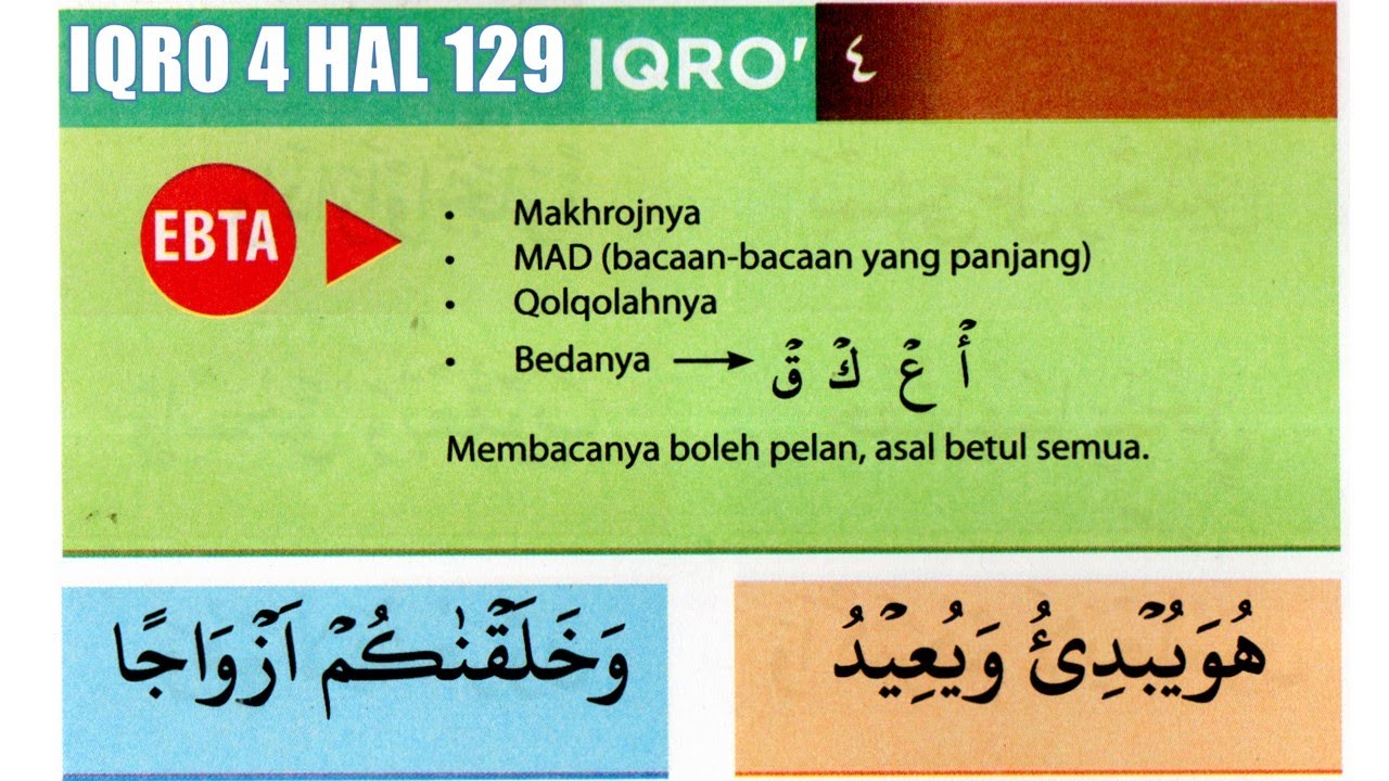 Iqro 4 (Hal 129). Belajar Baca Iqro' 4, Cara Cepat dan Mudah Membaca ...