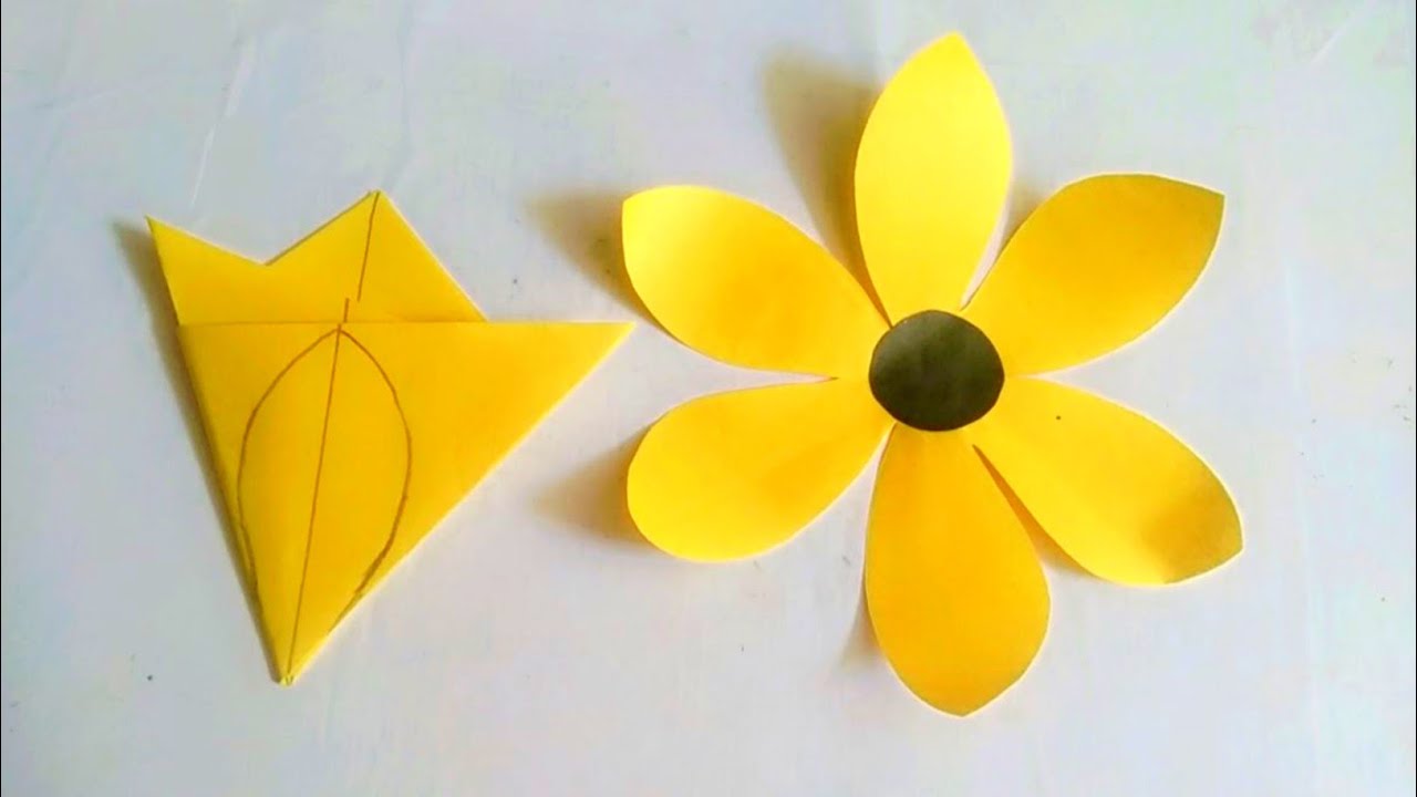 How To Make Paper Flower Craft | Easy Flower Making Idea | Yellow ...