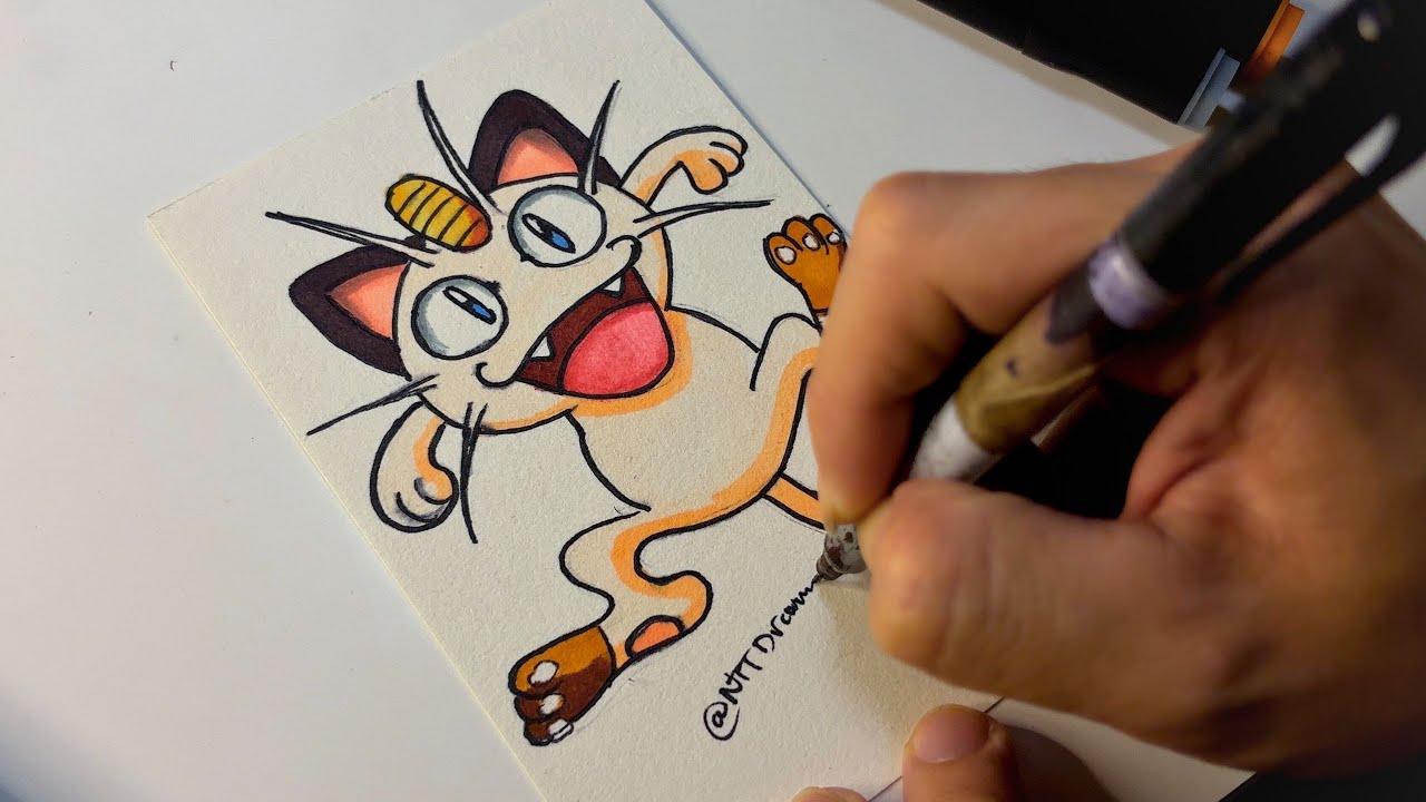 How to Draw Meowth Pokémon Nyasu Drawing with Markers Pokemon Art ...