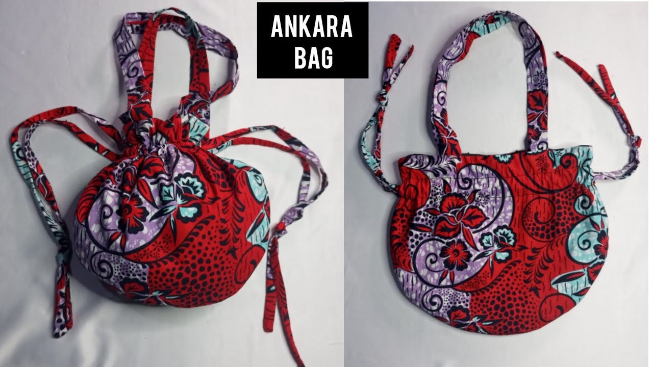 Ankara Round Drawstring Bag / How to cut and sew a fancy Bag (detailed ...