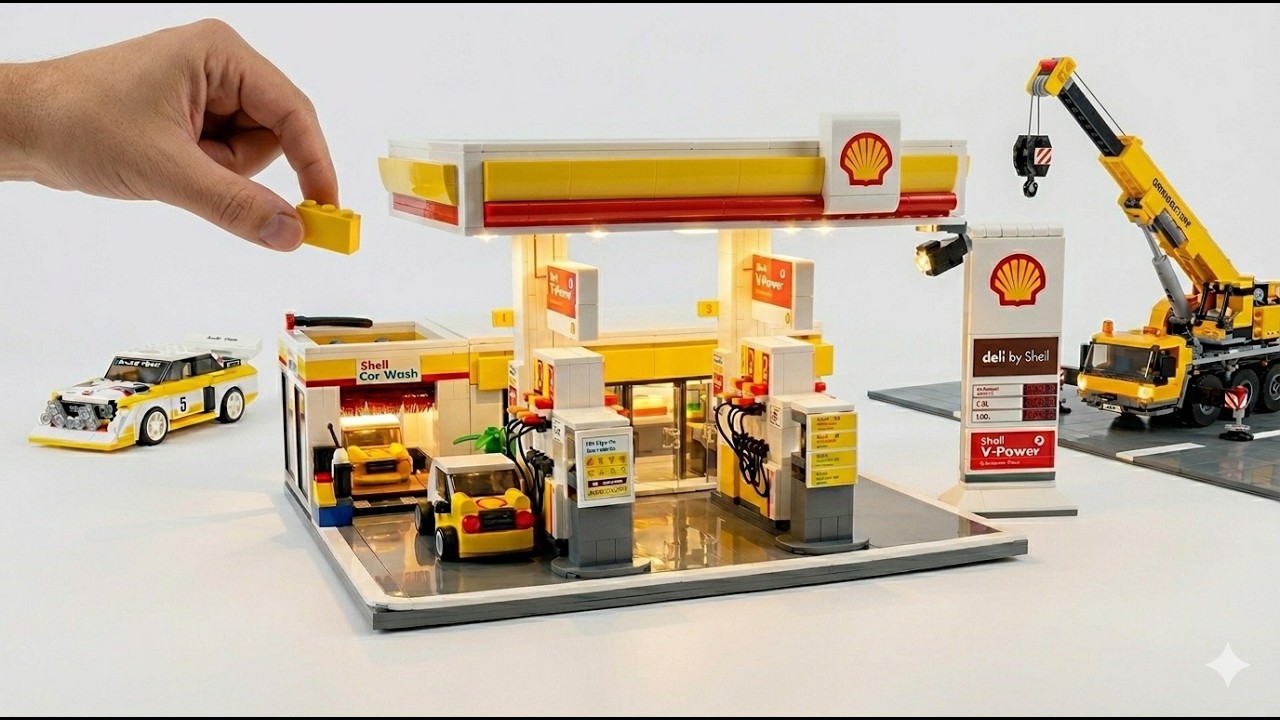 LEGO City Crane, Speed Champions Audi & CaDA Shell Station Stop Motion ...