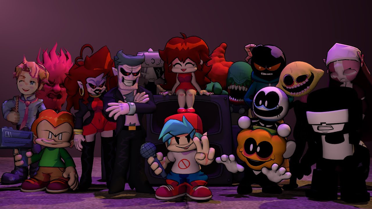 Friday Night Funkin Poster + Modded Characters l FNF Speedart (SFM ...