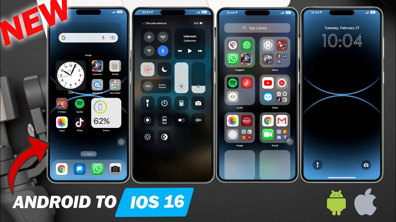 IOS 16 Terbaru | Cara mengubah tampilan hp android menjadi IOS 16 ...