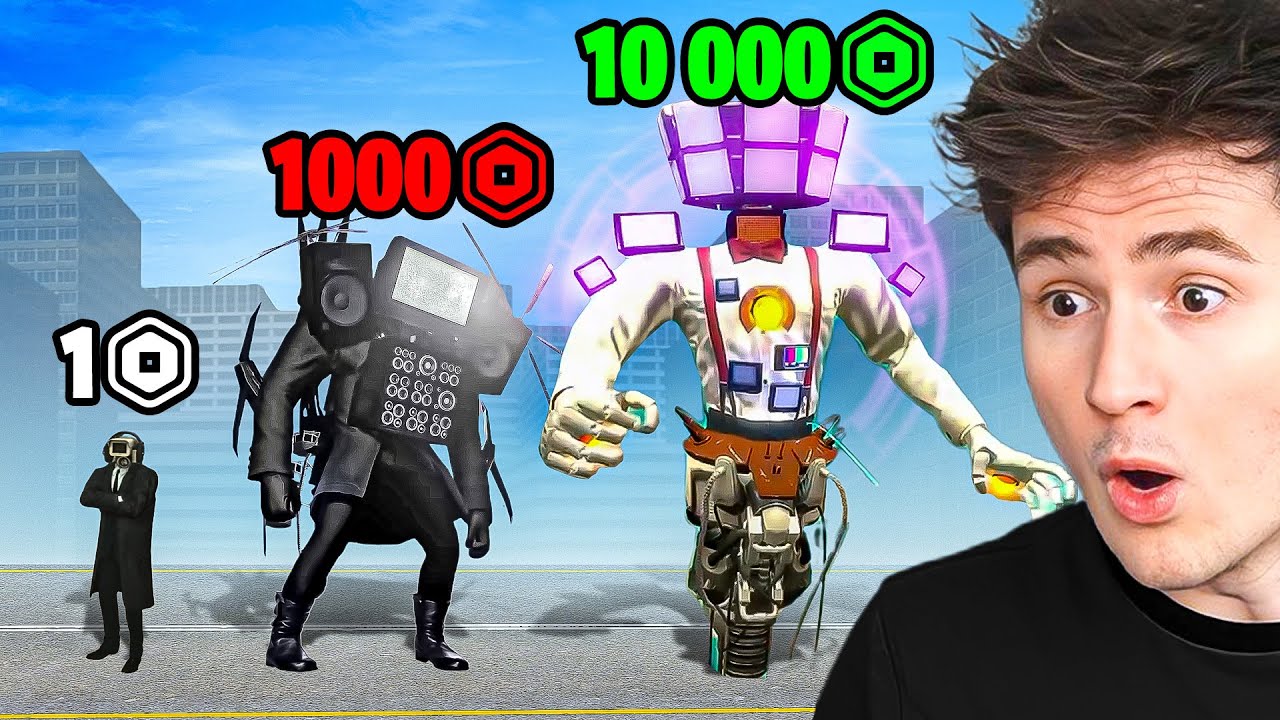 1 Robux vs 10,000 Robux TV-MAN! - YouTube