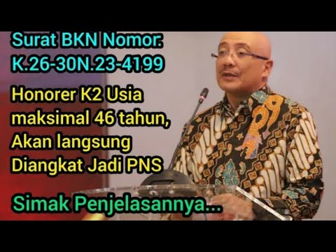 Surat BKN Nomor: K.26-30N.23-4199: honorer K2 usia maksimal 46 tahun akan langsung diangkat jadi ...