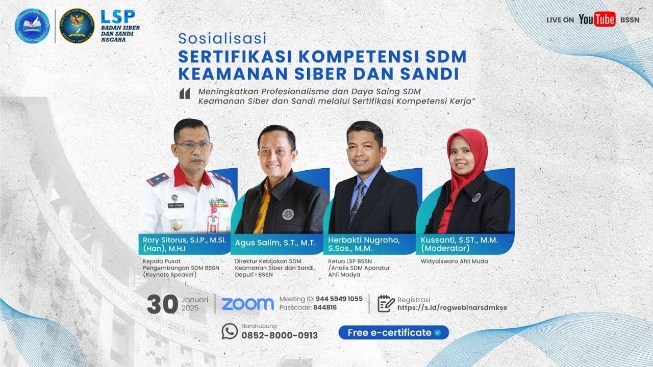 Webinar Sosialisasi Sertifikasi Kompetensi SDM Keamanan Siber dan Sandi ...