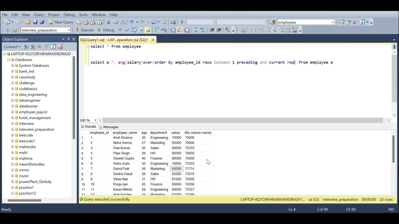 Rolling Average Findings Using Window Functions. #data analyst #sql #data engineers - YouTube