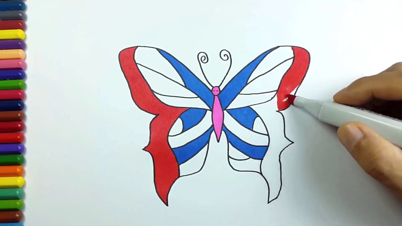 Draw butterfly for kids learning coloring page butterfly step by step ...