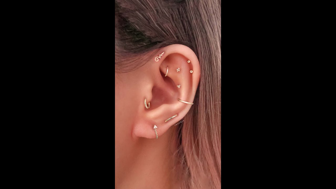 All Gold Ball Constellation Ear Curation - YouTube