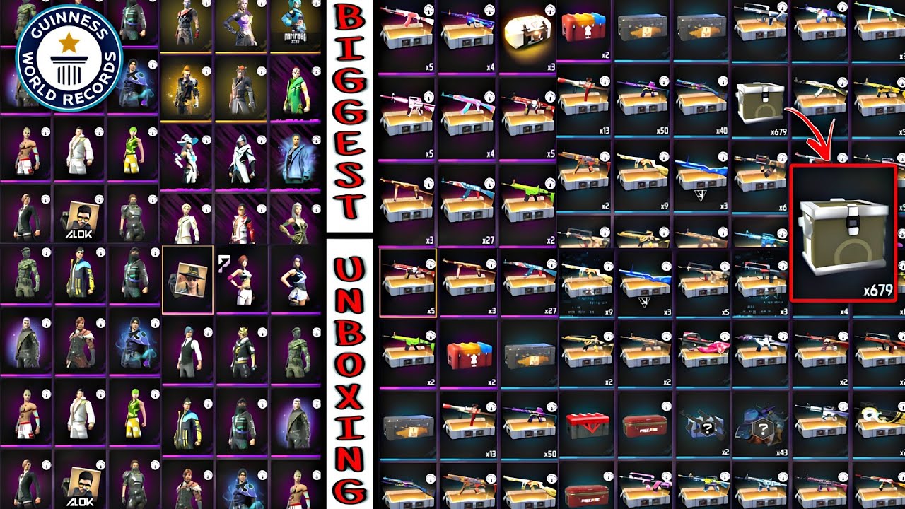 Free Fire Rare Bundles Unboxing | FF Old Creates Unboxing | Guinness ...