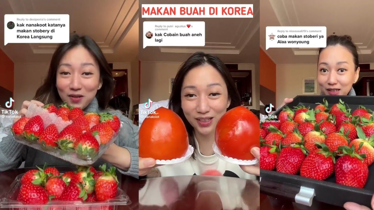 🍯TIKTOK KOMPILASI NANAKOOT MAKAN BUAH DI KOREA🍨 | REAKSI TIKTOK ...