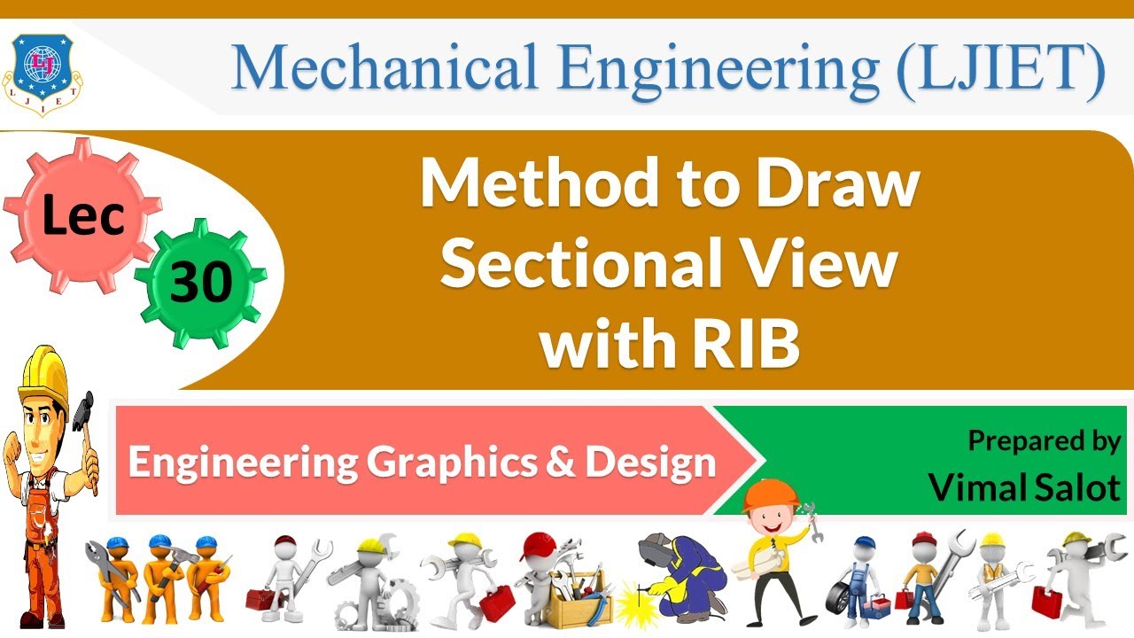 L 30 Method to Draw Sectional View with RIB | Engineering Graphics and ...