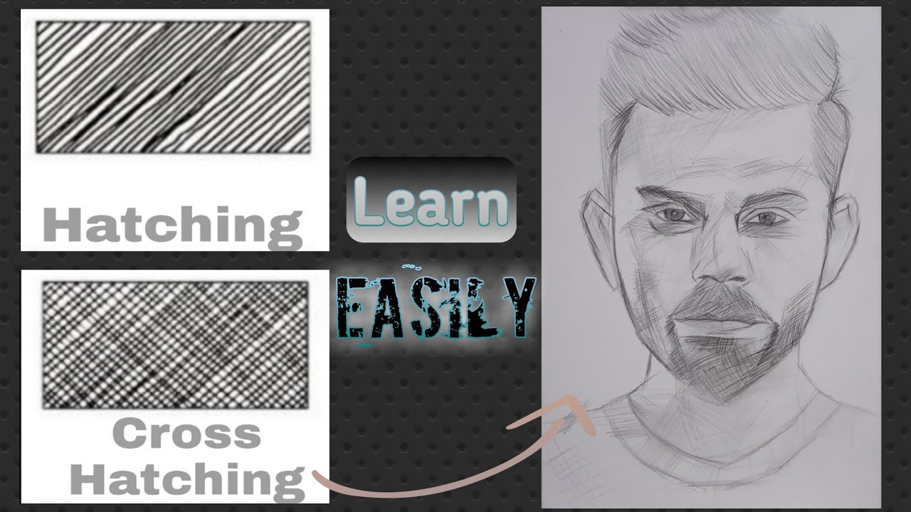 How to draw portrait with Hatching and Cross Hatching technique || Step ...
