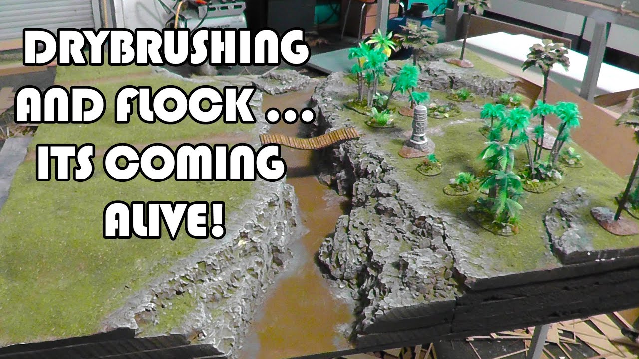 Drybrushing & Flocking the TRIBAL gaming table - YouTube