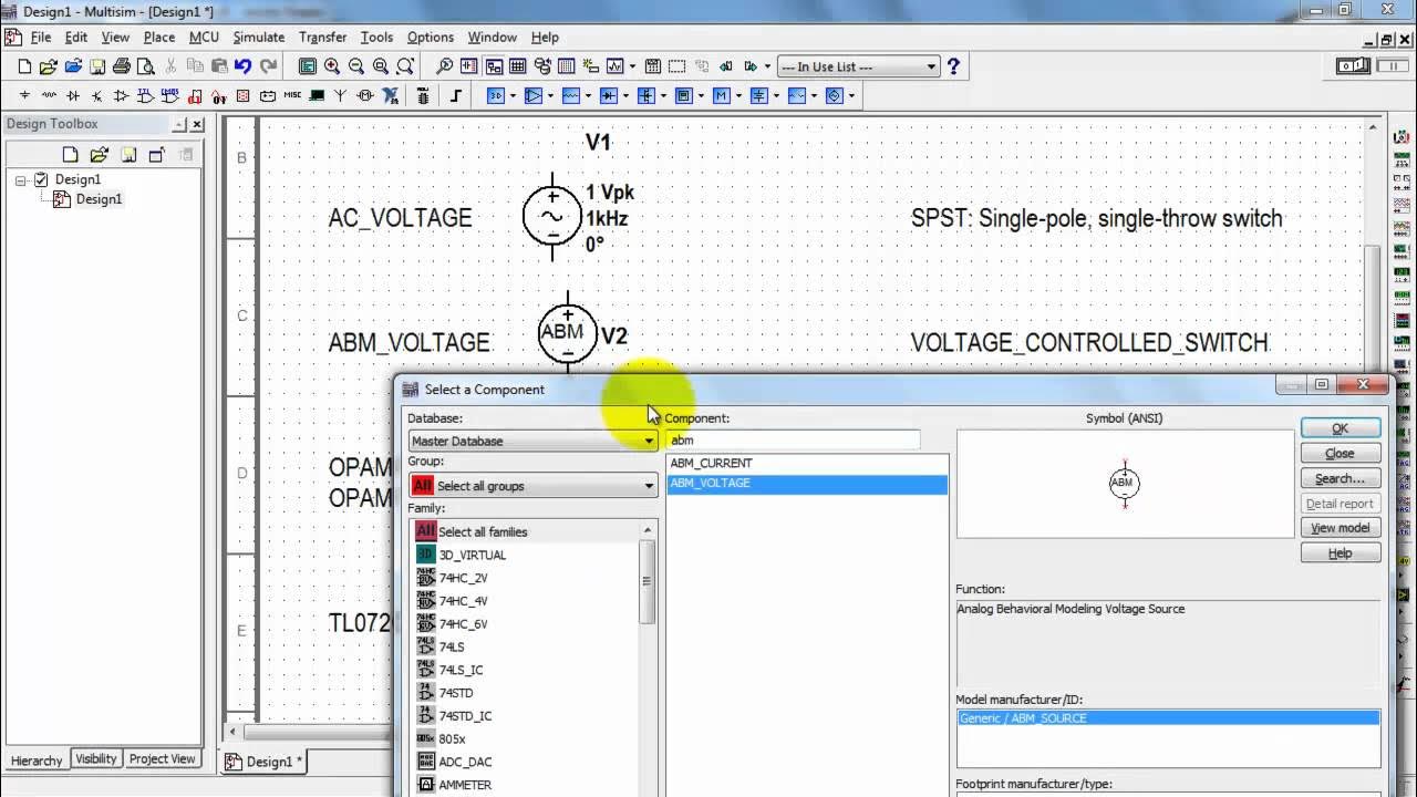 NI Multisim: Find components by name - YouTube
