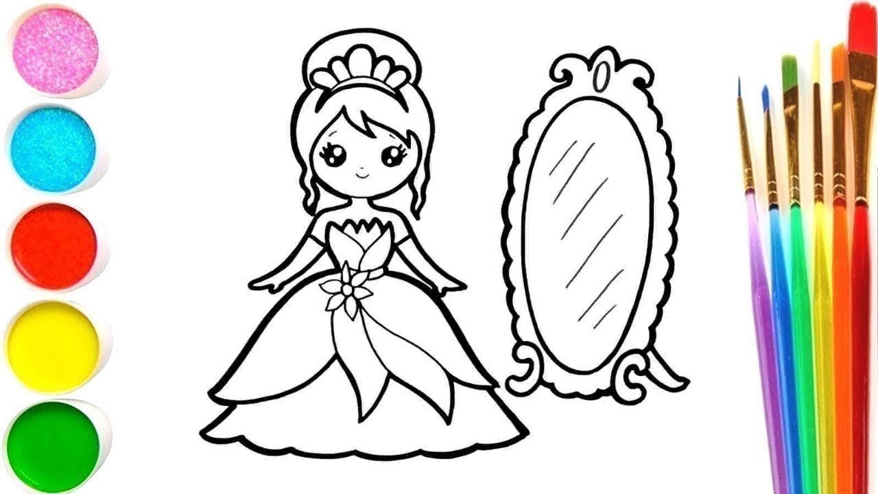 Princess Drawing For Beginners |Coloring princess |Cute Princess ...