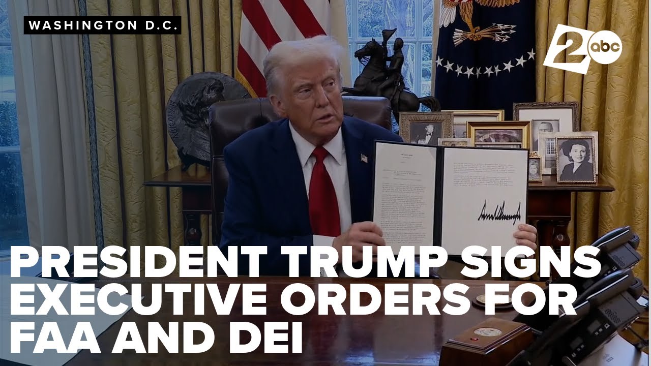 President Donald Trump signs FAA and DEI Executive Orders and takes ...