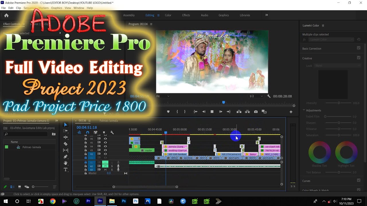 ADOBE PREMIERE PRO FULL WEDDING EDITING ! PREMIERE PRO ONLINE VIDHI PROJECT 2023 ! EDITING JP ...