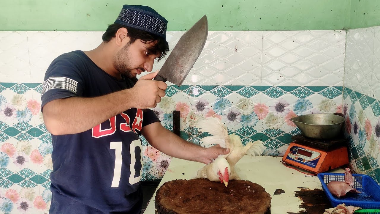 Halal Chicken Cutting Muslim Style Amazing Chicken Cutting Murga ...