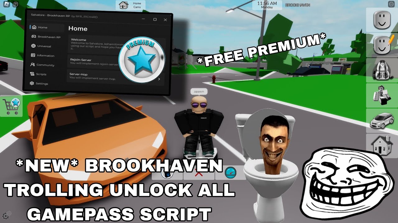 *NEW* Brookhaven Trolling Unlock All Gamepass Script Hack | Fluxus ...