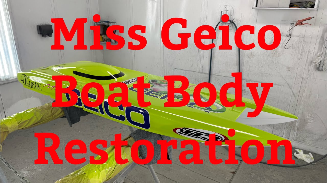 Miss geico rc boat full body restoration - YouTube